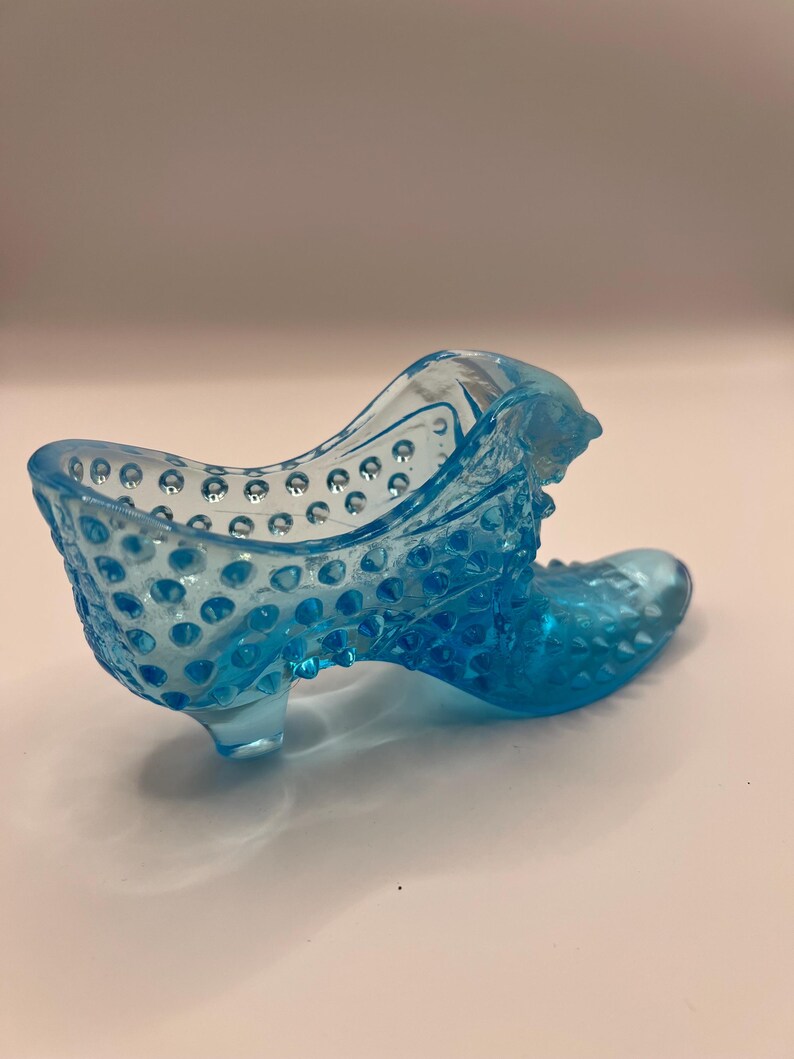 Vintage Fenton Hobnail Cat Head Slipper in Blue Opalescent Glass - Etsy