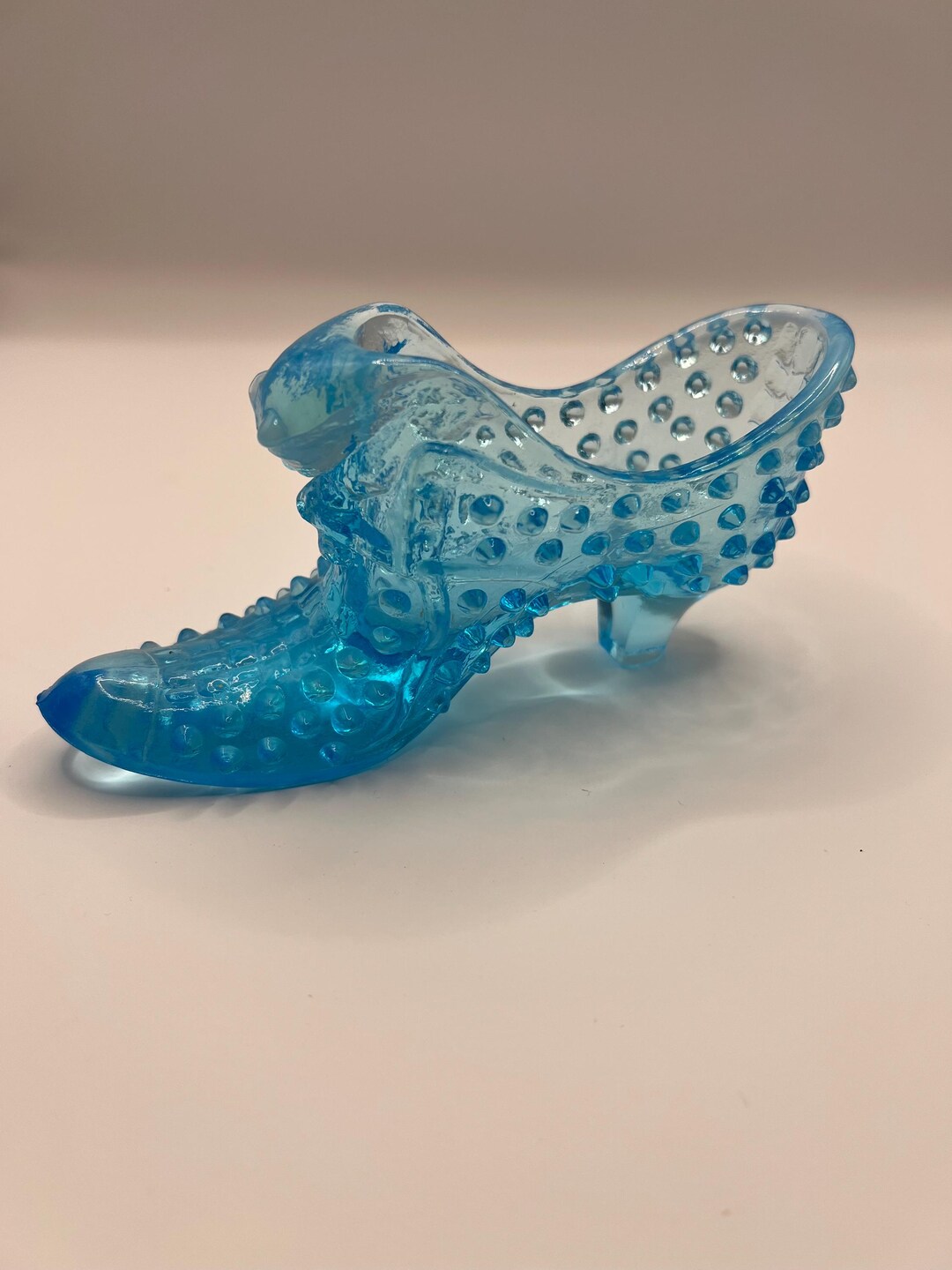 Vintage Fenton Hobnail Cat Head Slipper in Blue Opalescent Glass - Etsy