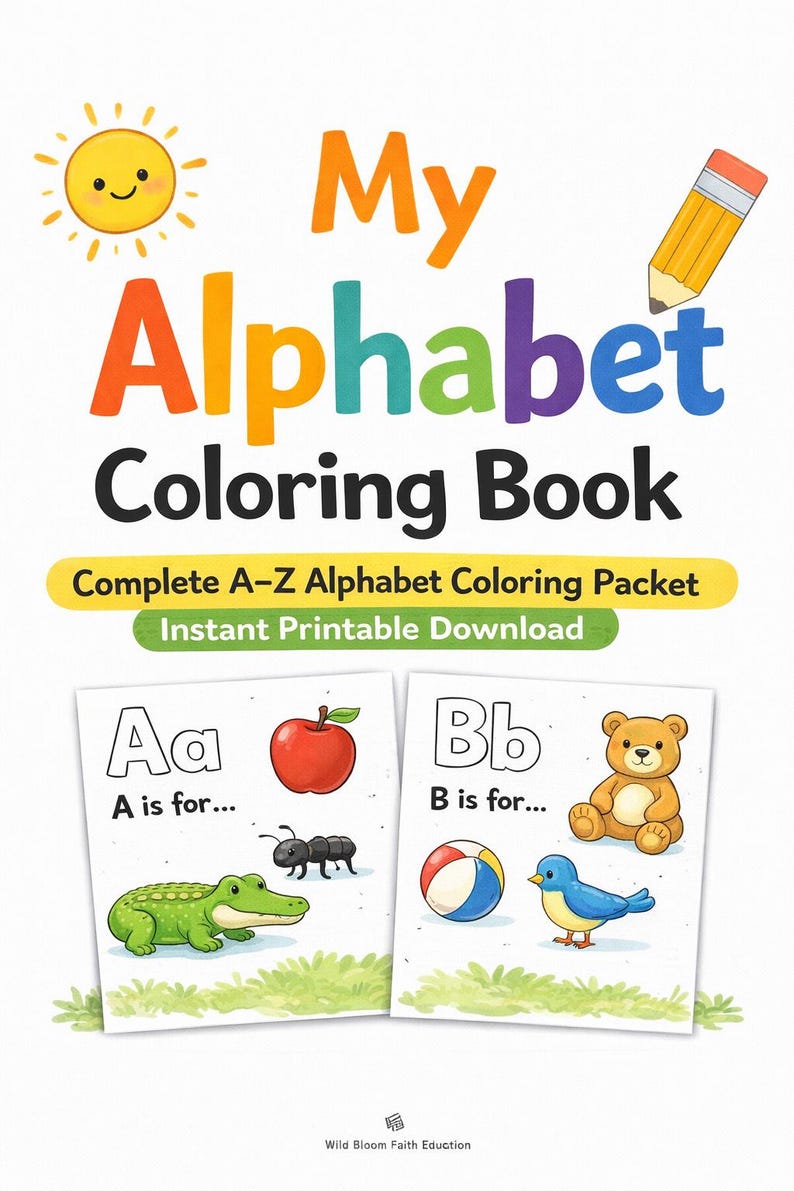 Alphabet Coloring & Tracing Worksheets | Preschool Learning (instant ...