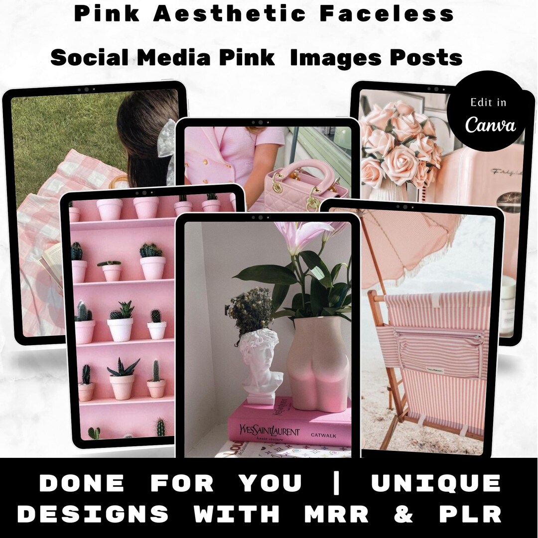 350 Pink Aesthetic Faceless Reels, Ready DFY, Tiktok Reels for Feminine ...