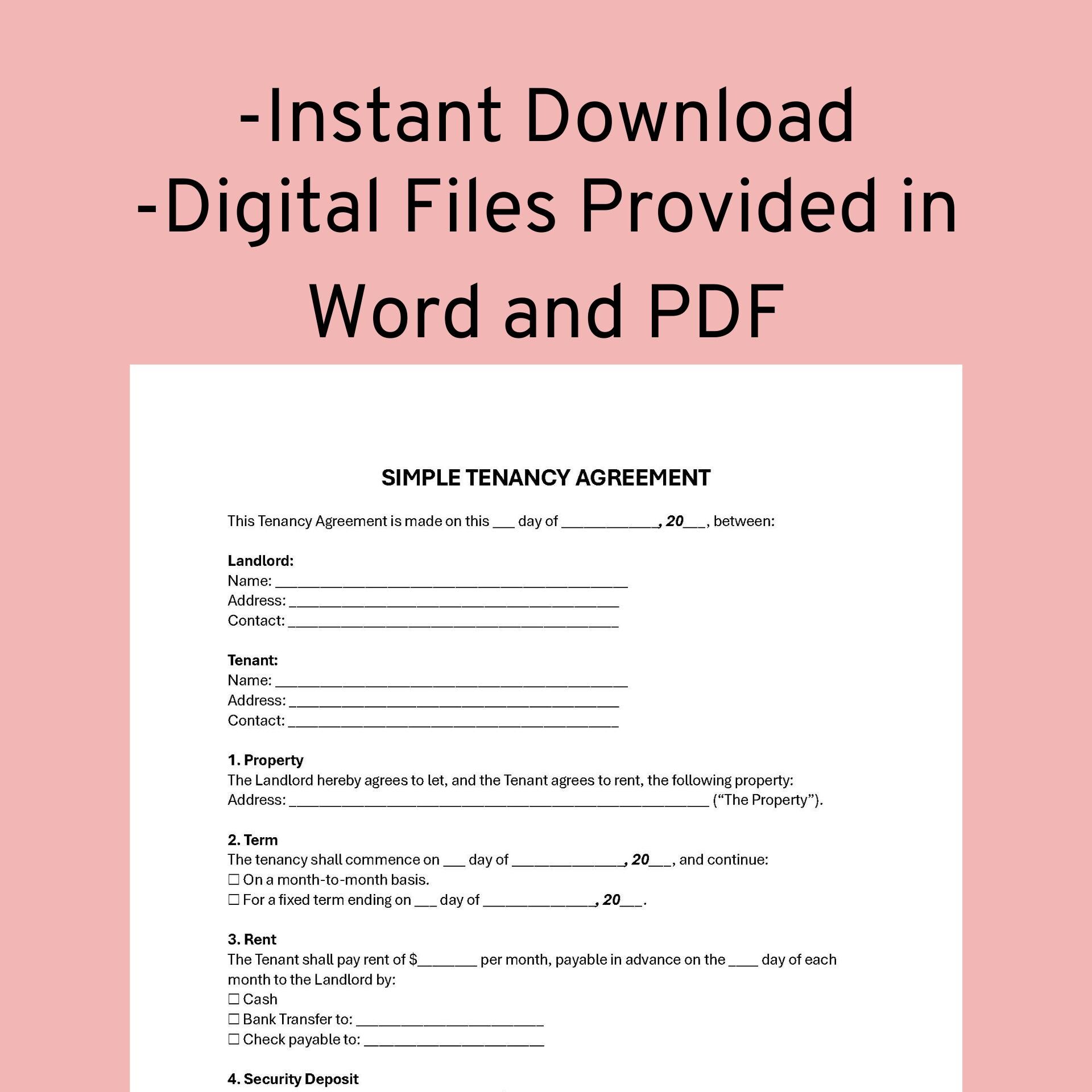 Editable Tenancy Agreement Template | Simple Tenant Contract | PDF, MS ...