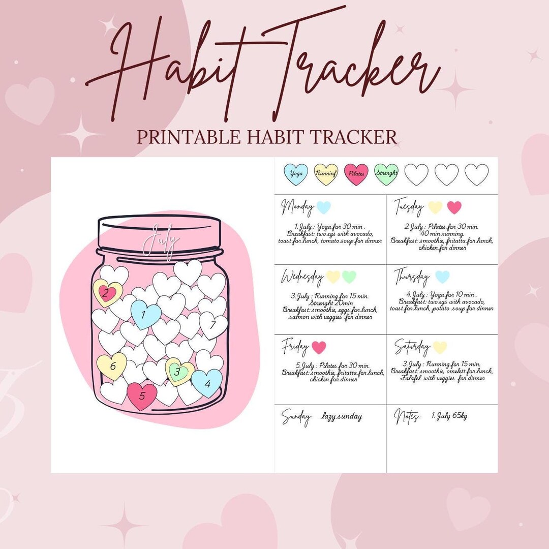 Printable Habit Tracker Fitness Tracker Weight Loss Tracker Fitness ...