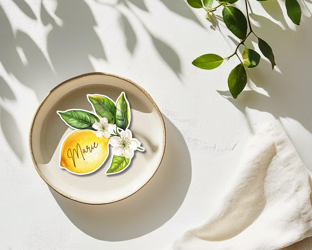 Lemon Place Cards – Editable Canva Template – Printable Name Cards for ...