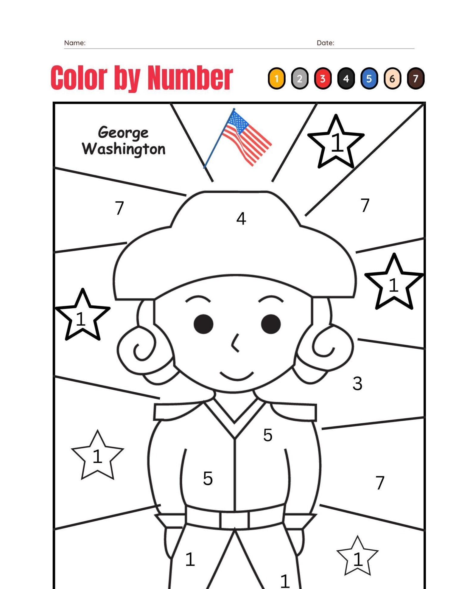 Presidential Color by Number: Instant Print Activity for Presidents Day ...