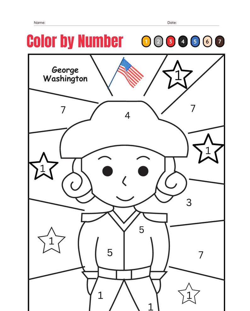 Presidential Color by Number: Instant Print Activity for Presidents Day ...