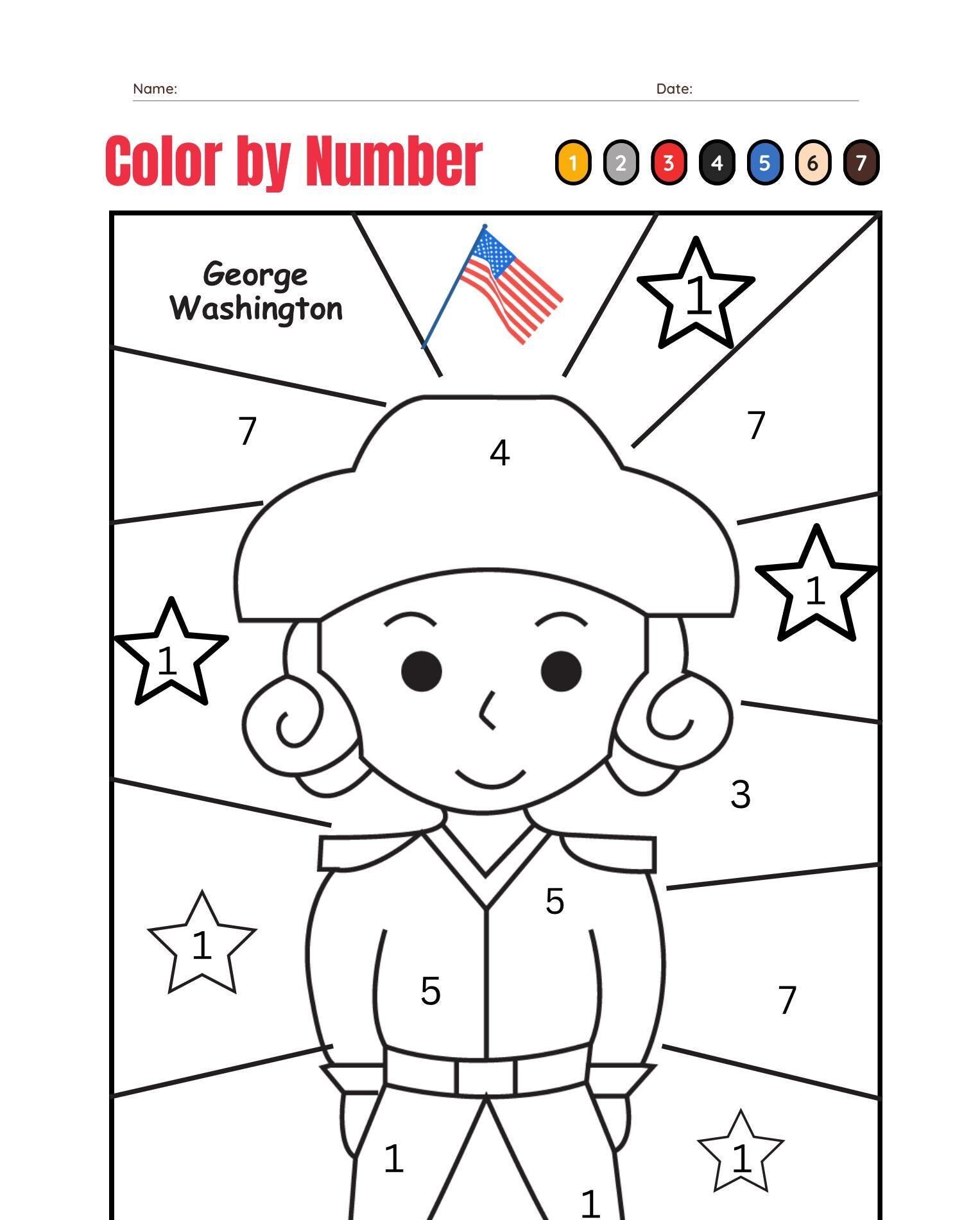 Presidential Color by Number: Instant Print Activity for Presidents Day ...