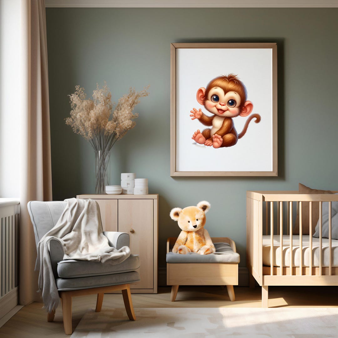 Cute Monkey Rolled Poster, Spoil Your Little Monkey With Whimsical ...