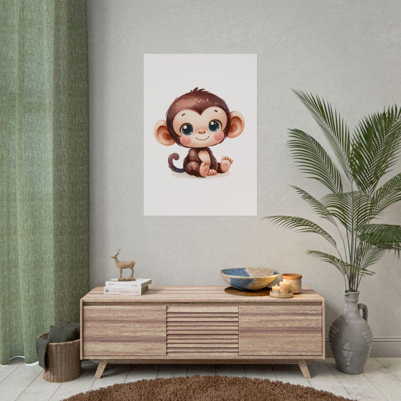 Cute Monkey Rolled Poster, Spoil Your Little Monkey With Whimsical ...
