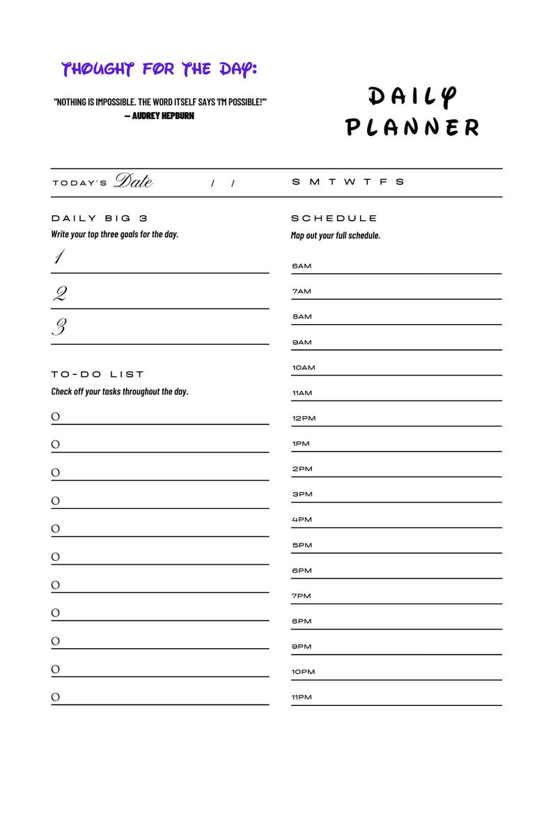 Daily Planner With - Motivational Quotes and Notes - Etsy