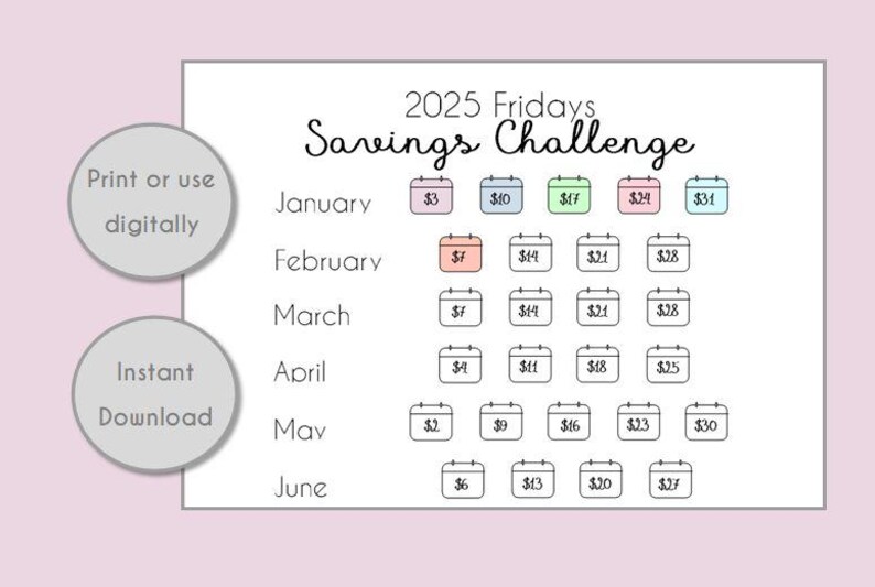 Easy Low Income 2025 Fridays Savings Challenge Letter A6 - Etsy