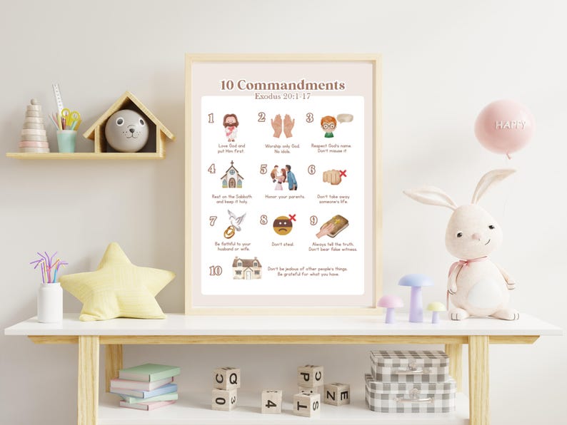 10 Commandments Poster | Christian Faith | Kids Educational | Morning ...