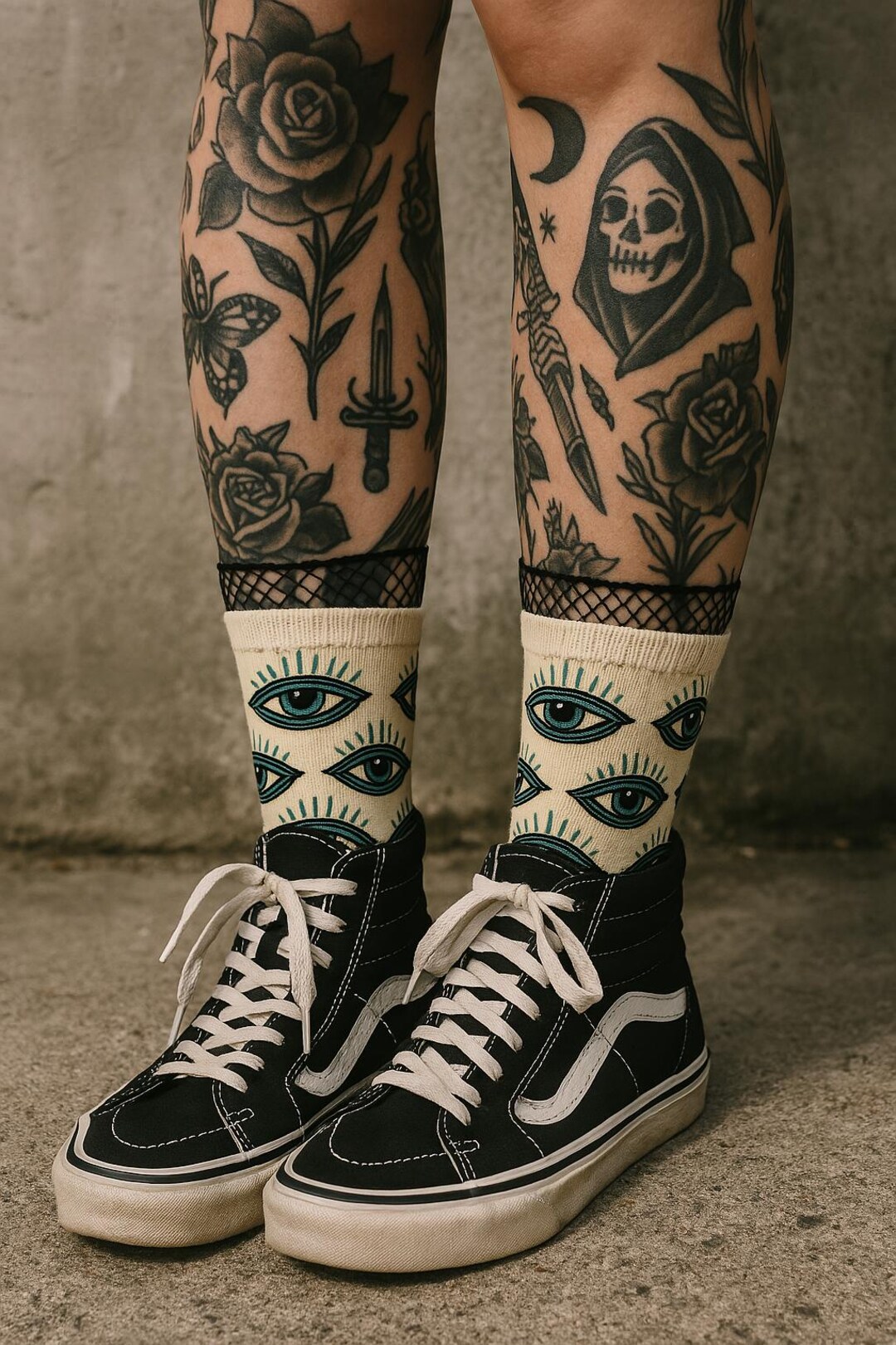 Xtra Eye Drip Crew Socks - Trippy Alt Streetwear - Etsy