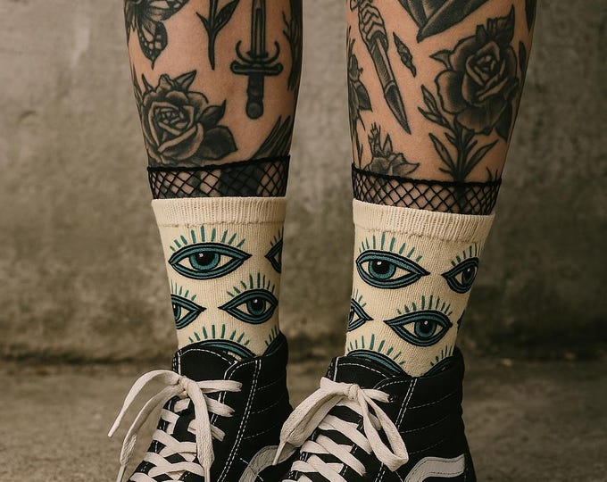 Xtra Eye Drip Crew Socks - Trippy Alt Streetwear - Etsy