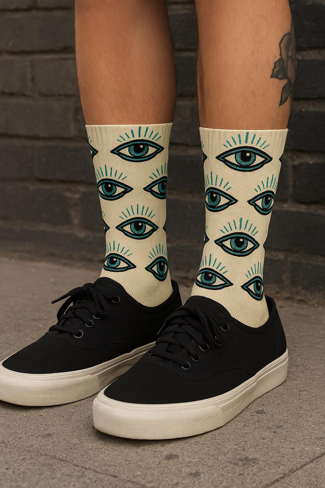 Xtra Eye Drip Crew Socks - Trippy Alt Streetwear - Etsy