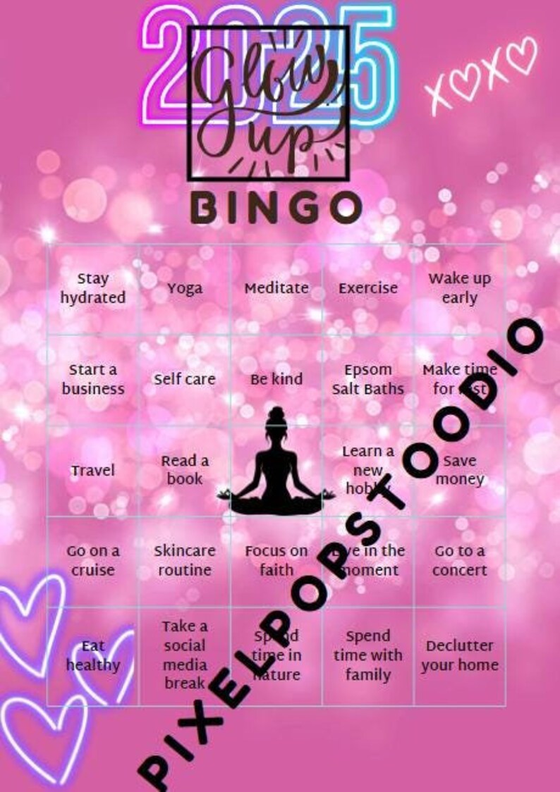 2025 Glow up Bingo Card – Digital Download | New Year, New Goals, Self-care Challenge, Teen ...