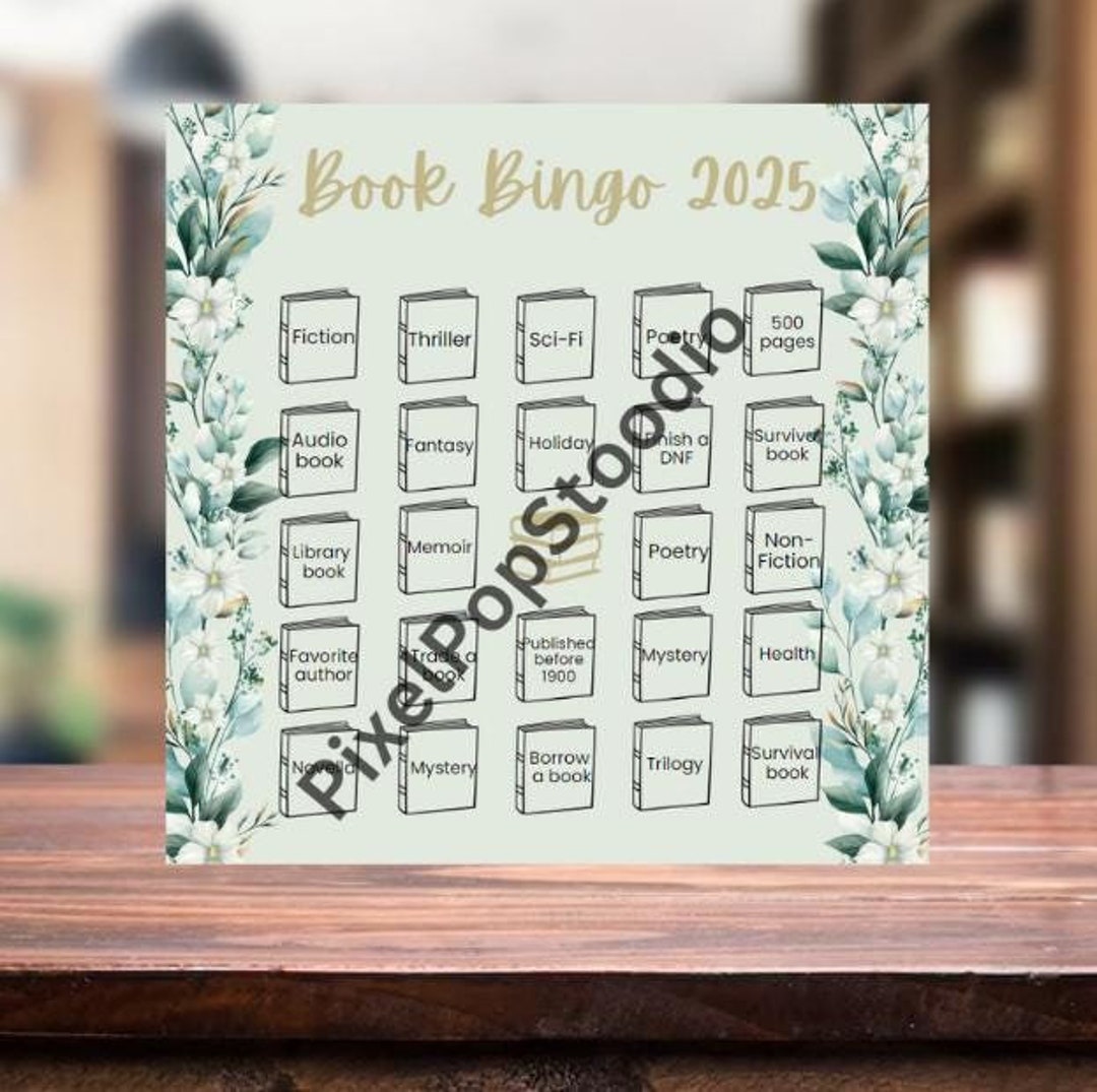 Book Bingo Card | Digital Download | Reading Challenge for Book Lovers ...