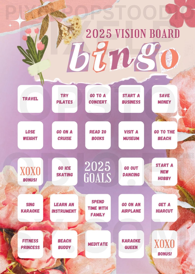 2025 Vision Board Bingo Card Digital Download Create Your Vision ...