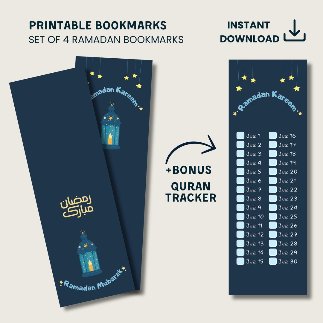 Printable Ramadan Bookmarks for Kids: Islamic Quran Tracker (digital ...