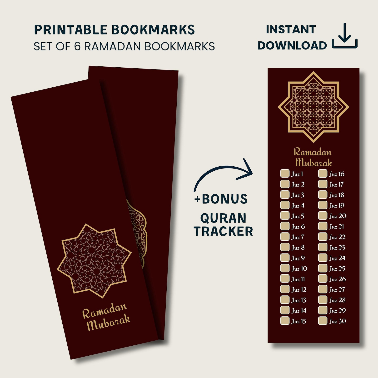 6 Printable Ramadan Bookmark Set | Islamic Bookmark | Ramadan Bookmark ...