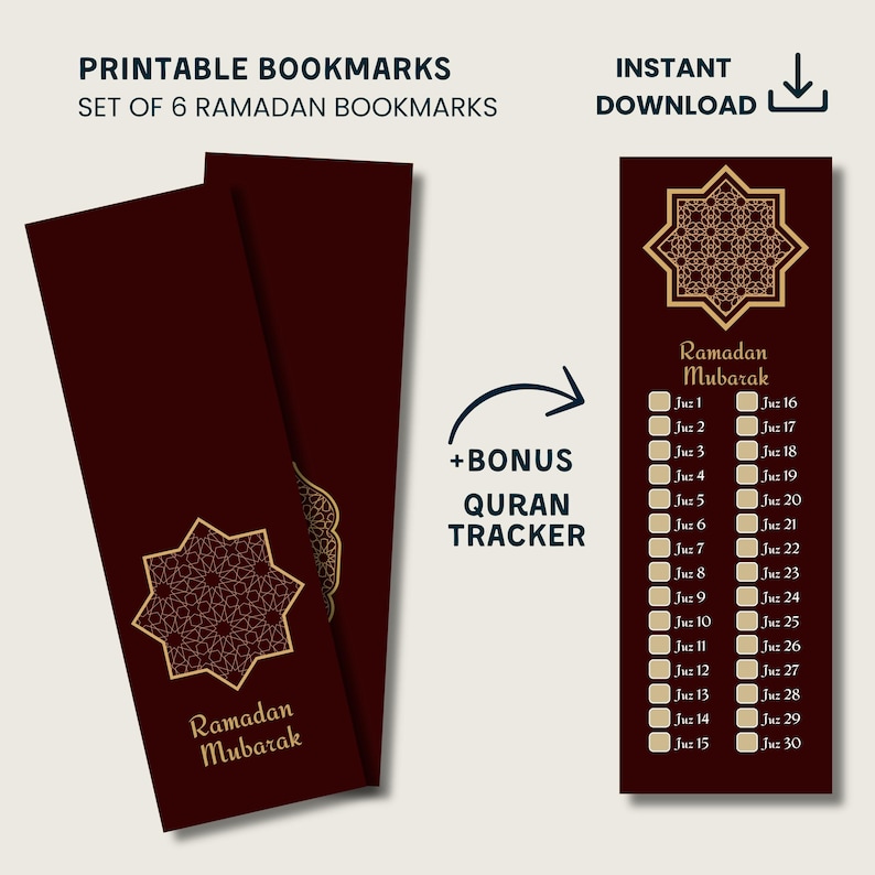 6 Printable Ramadan Bookmark Set | Islamic Bookmark | Ramadan Bookmark ...