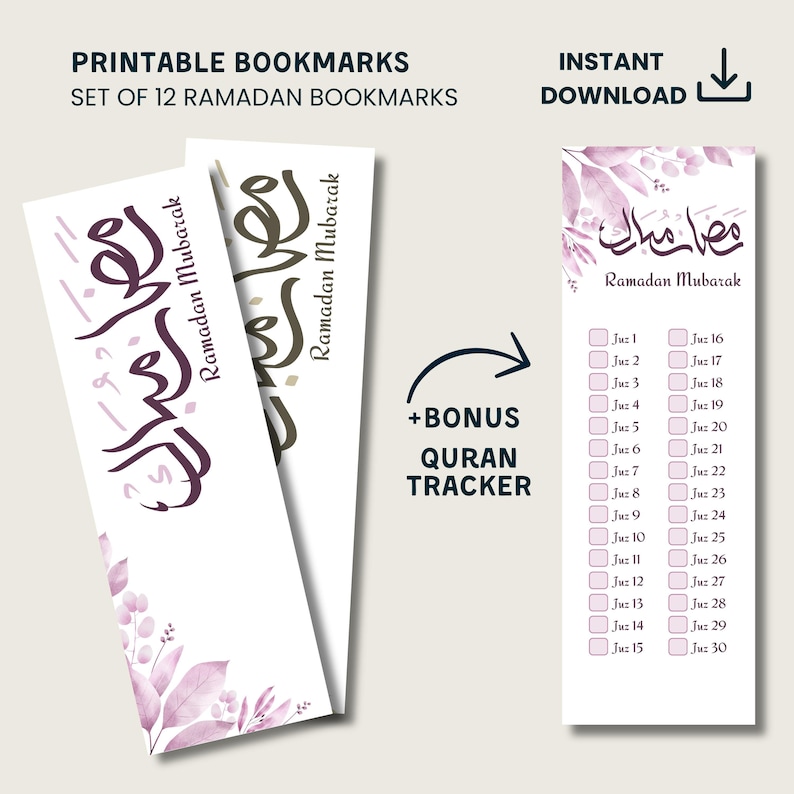 12 Printable Ramadan Bookmark Set | Islamic Bookmark | Ramadan Bookmark ...
