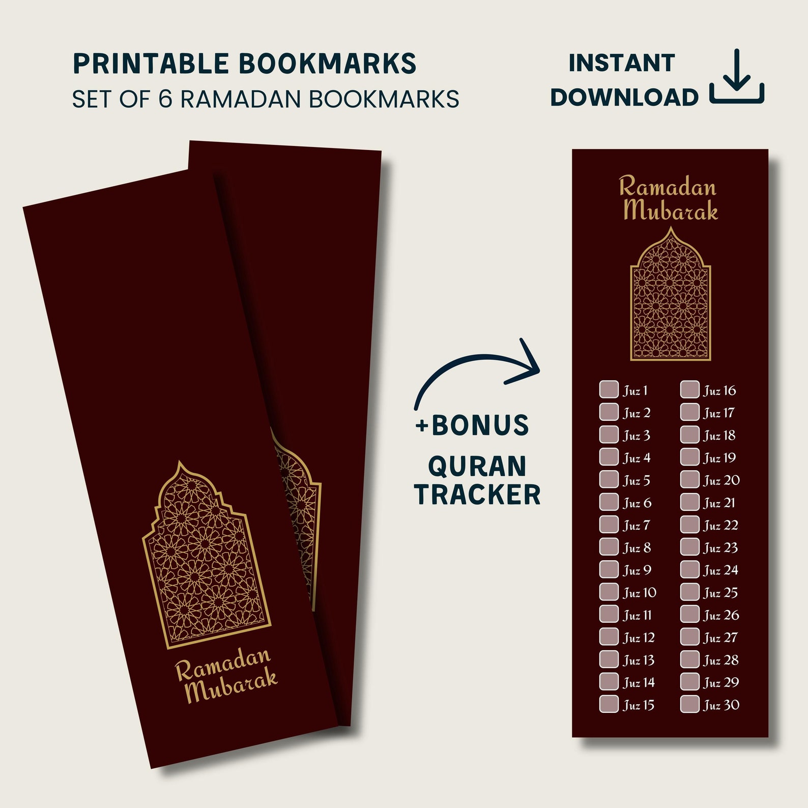 6 Printable Ramadan Bookmark Set | Islamic Bookmark | Ramadan Bookmark ...
