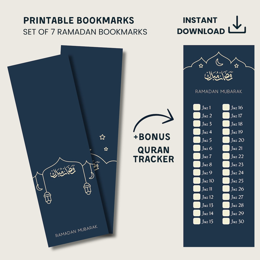 7 Printable Ramadan Bookmark Set | Islamic Bookmark | Ramadan Bookmark ...