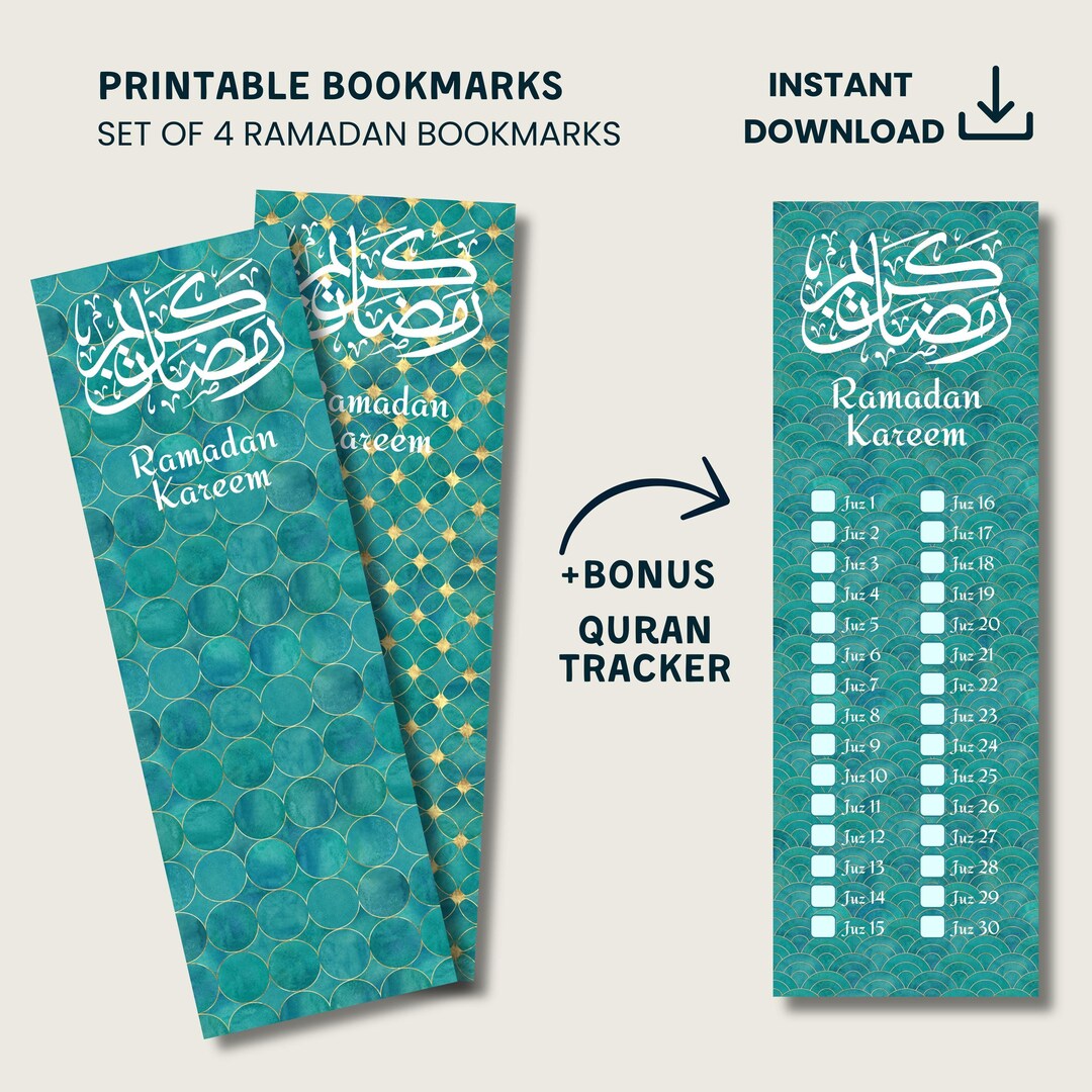 4 Printable Ramadan Bookmark Set | Islamic Bookmark | Ramadan Bookmark ...