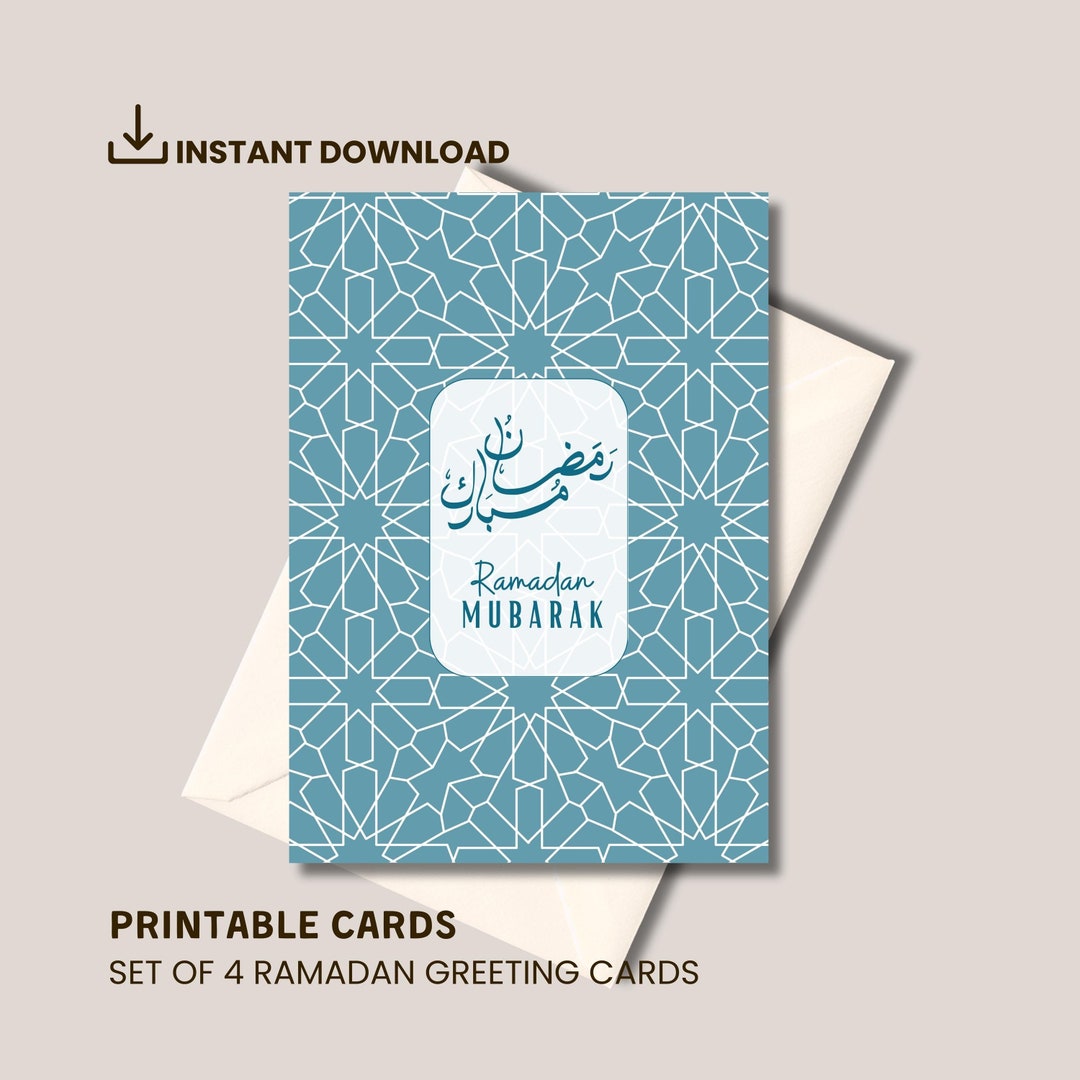 Set of 4 Ramadan Greeting Cards | Printable Ramadan Cards | Islamic ...