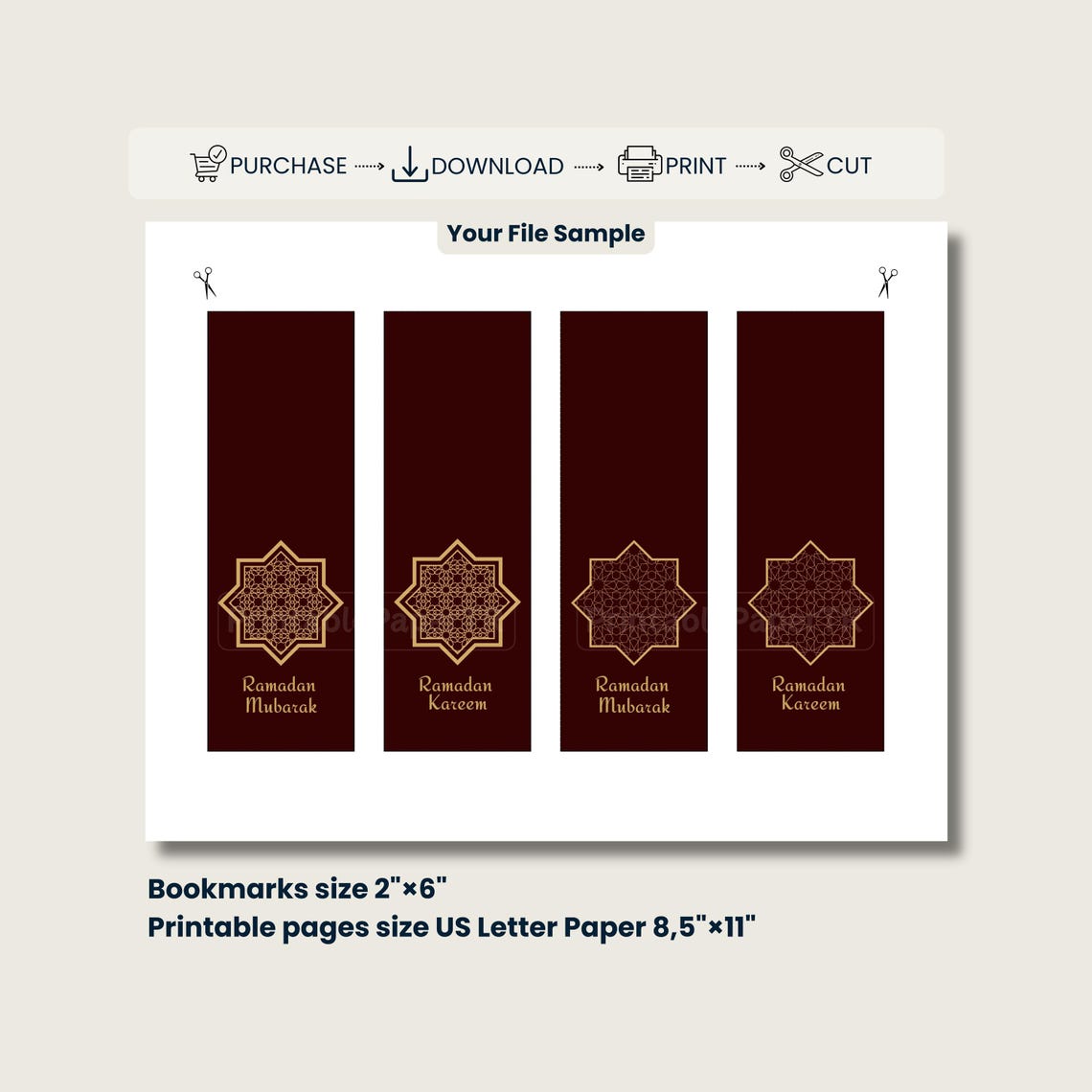 6 Printable Ramadan Bookmark Set | Islamic Bookmark | Ramadan Bookmark ...