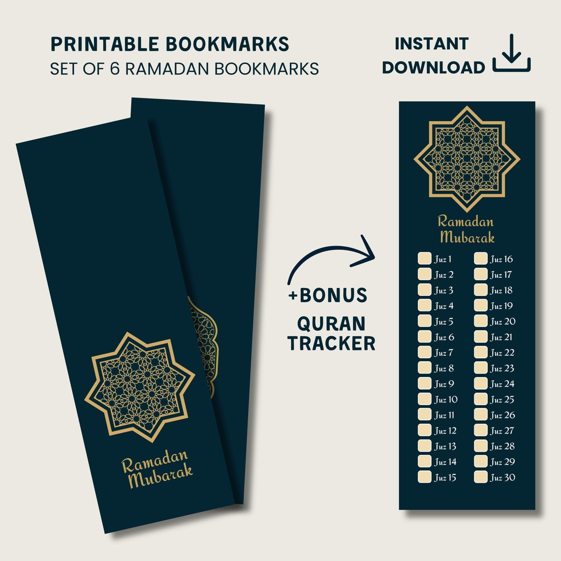 6 Printable Ramadan Bookmark Set Islamic Bookmark Ramadan Bookmark ...