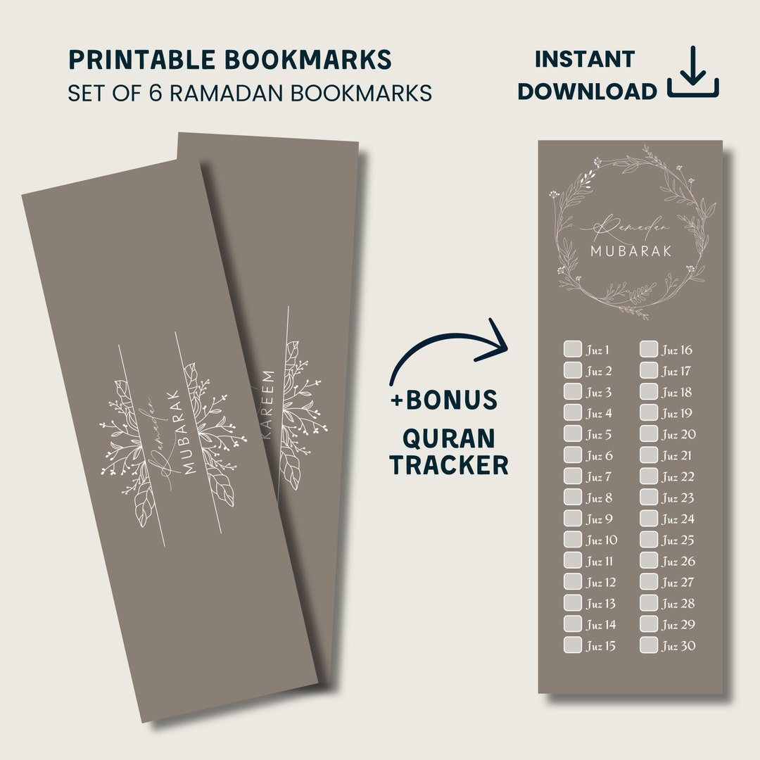 6 Printable Ramadan Bookmark Set | Islamic Bookmark | Ramadan Bookmark ...