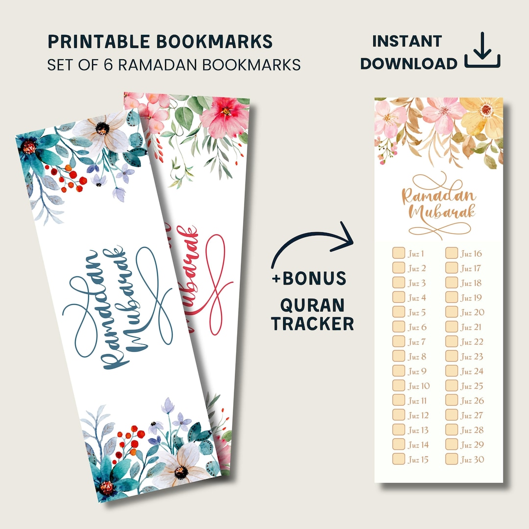Printable Ramadan Bookmark Set: Islamic Quran Tracker (digital Download ...