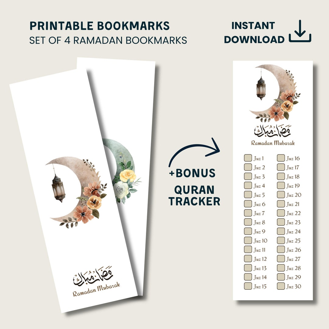 Printable Ramadan Bookmark Set: Islamic Quran Tracker (digital Download ...