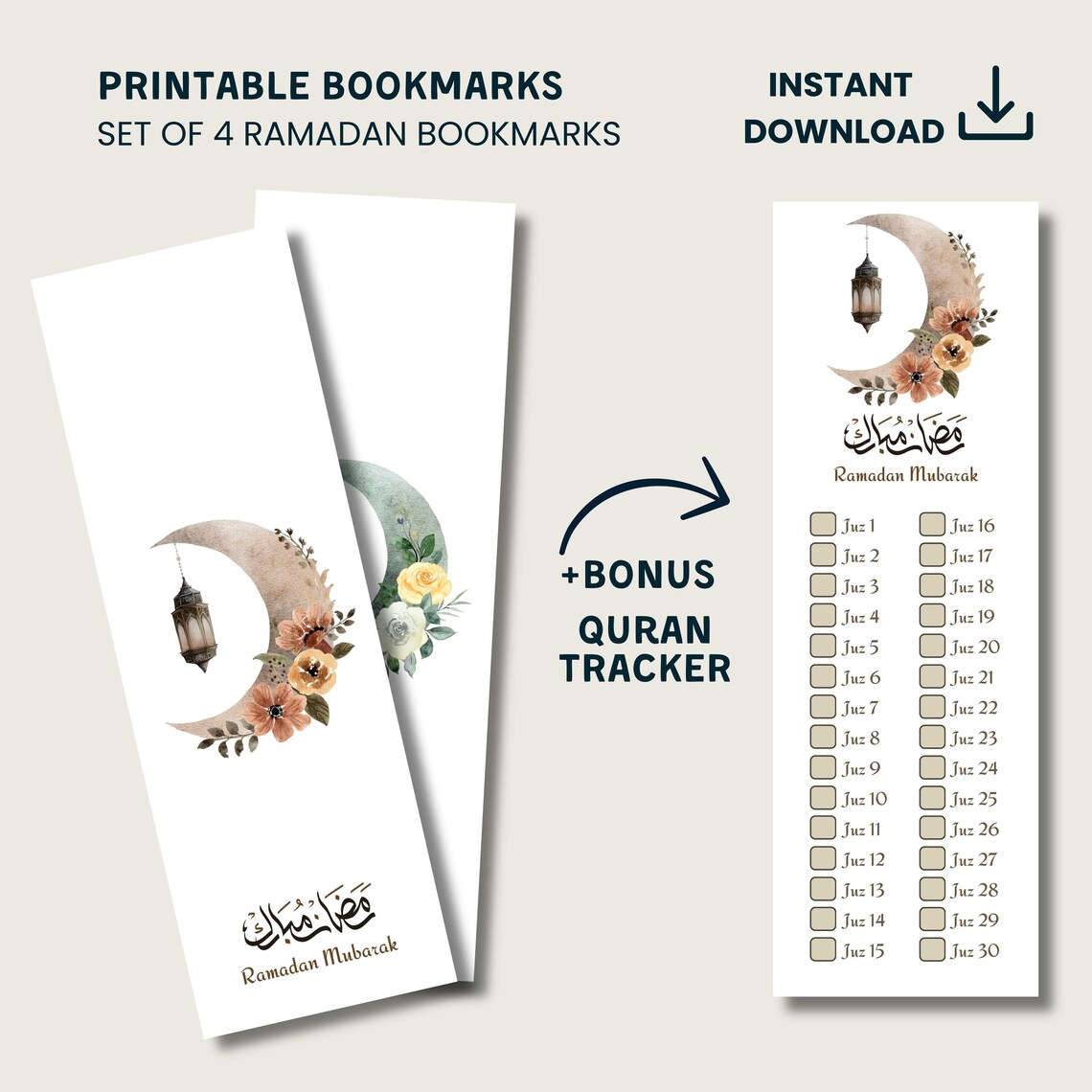 Printable Ramadan Bookmark Set: Islamic Quran Tracker (digital Download ...