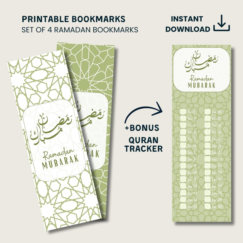4 Printable Ramadan Bookmark Set | Islamic Bookmark | Ramadan Bookmark ...