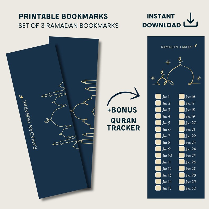 Printable Ramadan Bookmark Set: Islamic Quran Tracker (digital Download ...