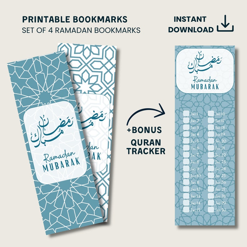 Printable Ramadan Bookmark Set: Islamic Quran Tracker (digital Download ...