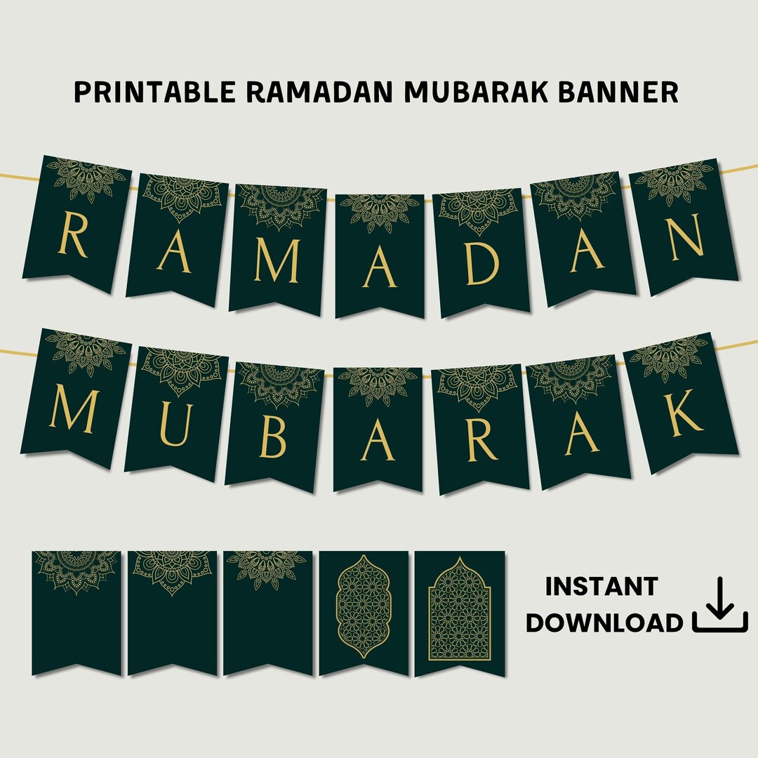 Printable Ramadan Mubarak Banner Ramadan Decoration Islamic Decor ...
