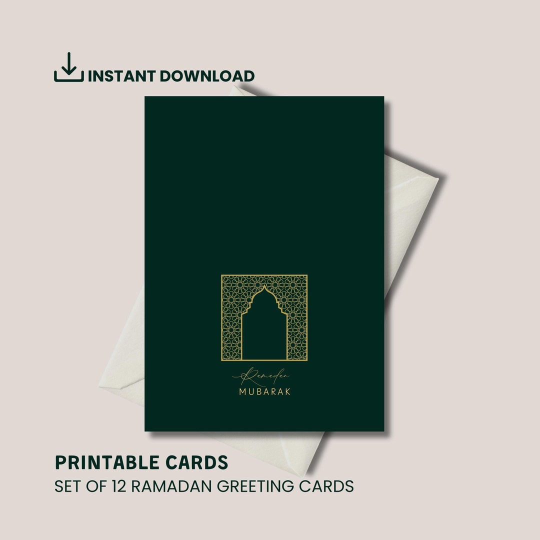 Set of 12 Ramadan Greeting Cards Printable Ramadan Cards Islamic ...