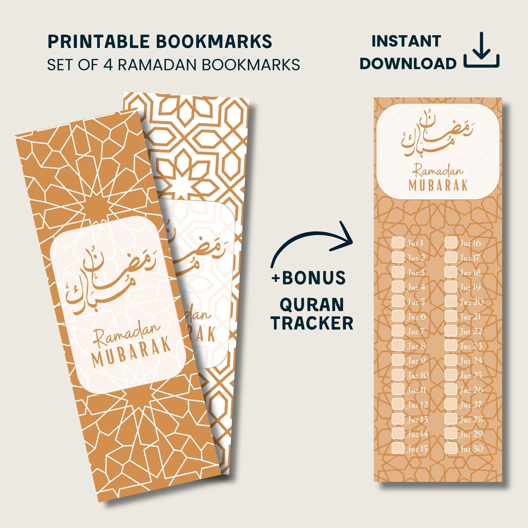 Printable Ramadan Bookmark Set: Islamic Quran Tracker (digital Download ...
