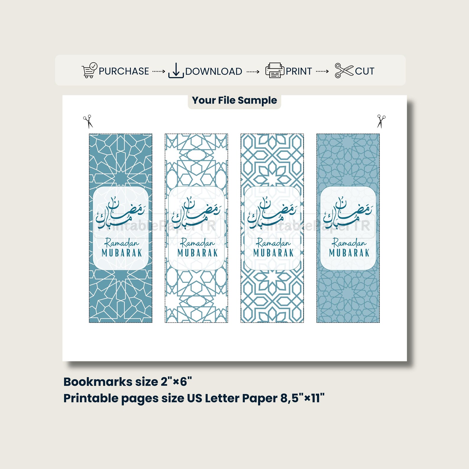 4 Printable Ramadan Bookmark Set Islamic Bookmark Ramadan Bookmark ...