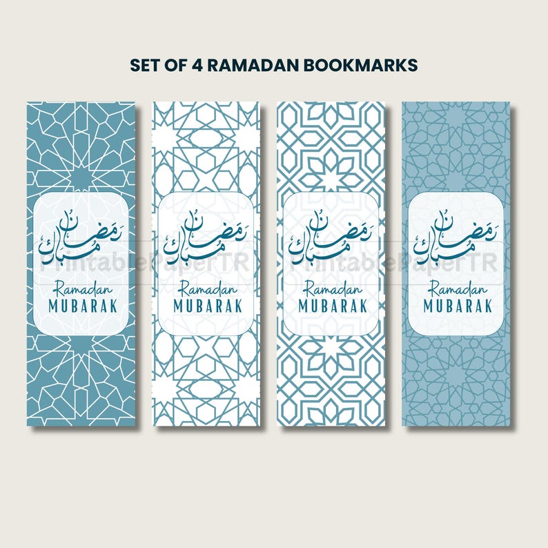 4 Printable Ramadan Bookmark Set Islamic Bookmark Ramadan Bookmark ...