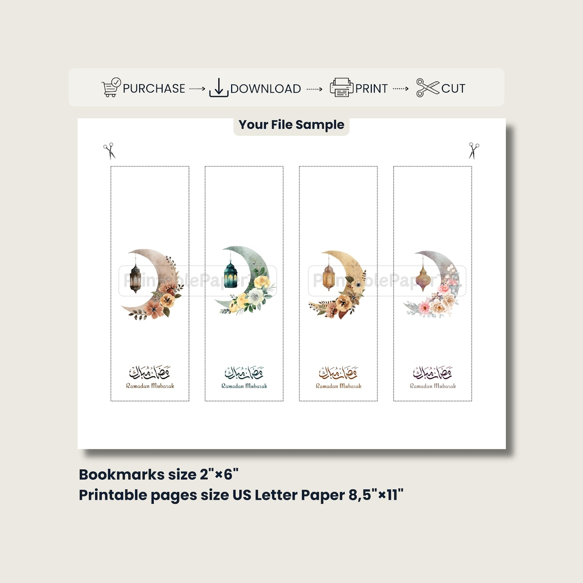 4 Printable Ramadan Bookmark Set | Islamic Bookmark | Ramadan Bookmark ...