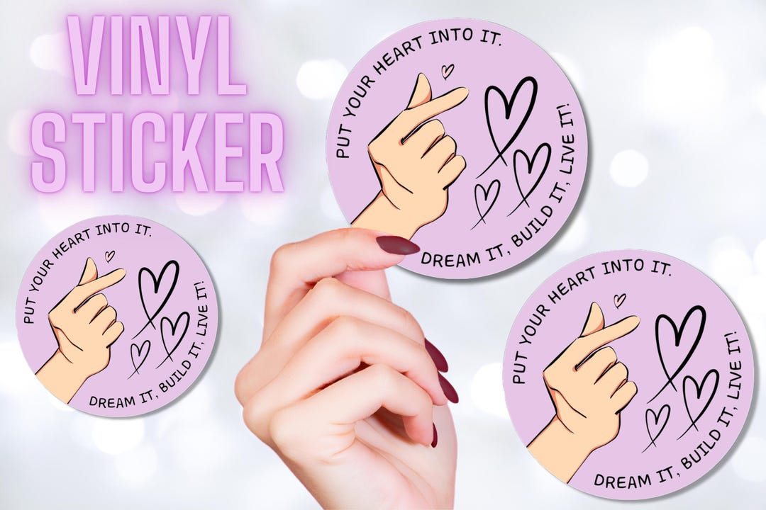 Vinyl Decal, Heart Motivational Sticker, Dream Build Love, Kiss-cut ...