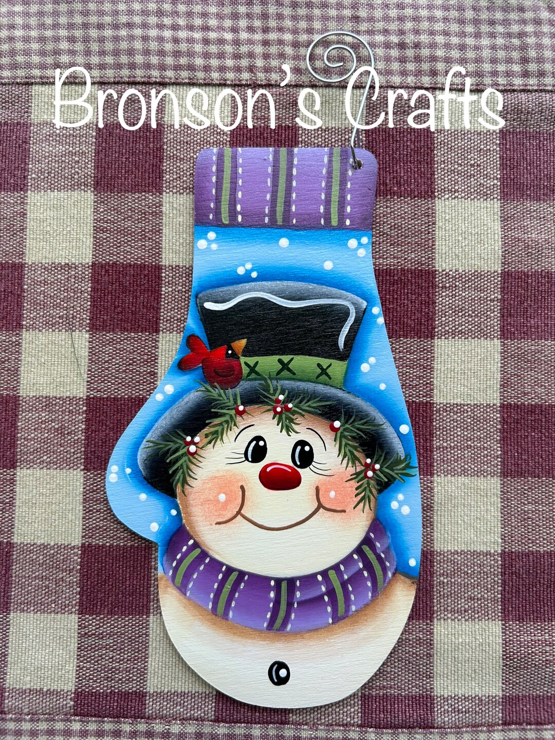 Sweet Snowman Mitten Hand Painted Wood Christmas Ornament - Etsy