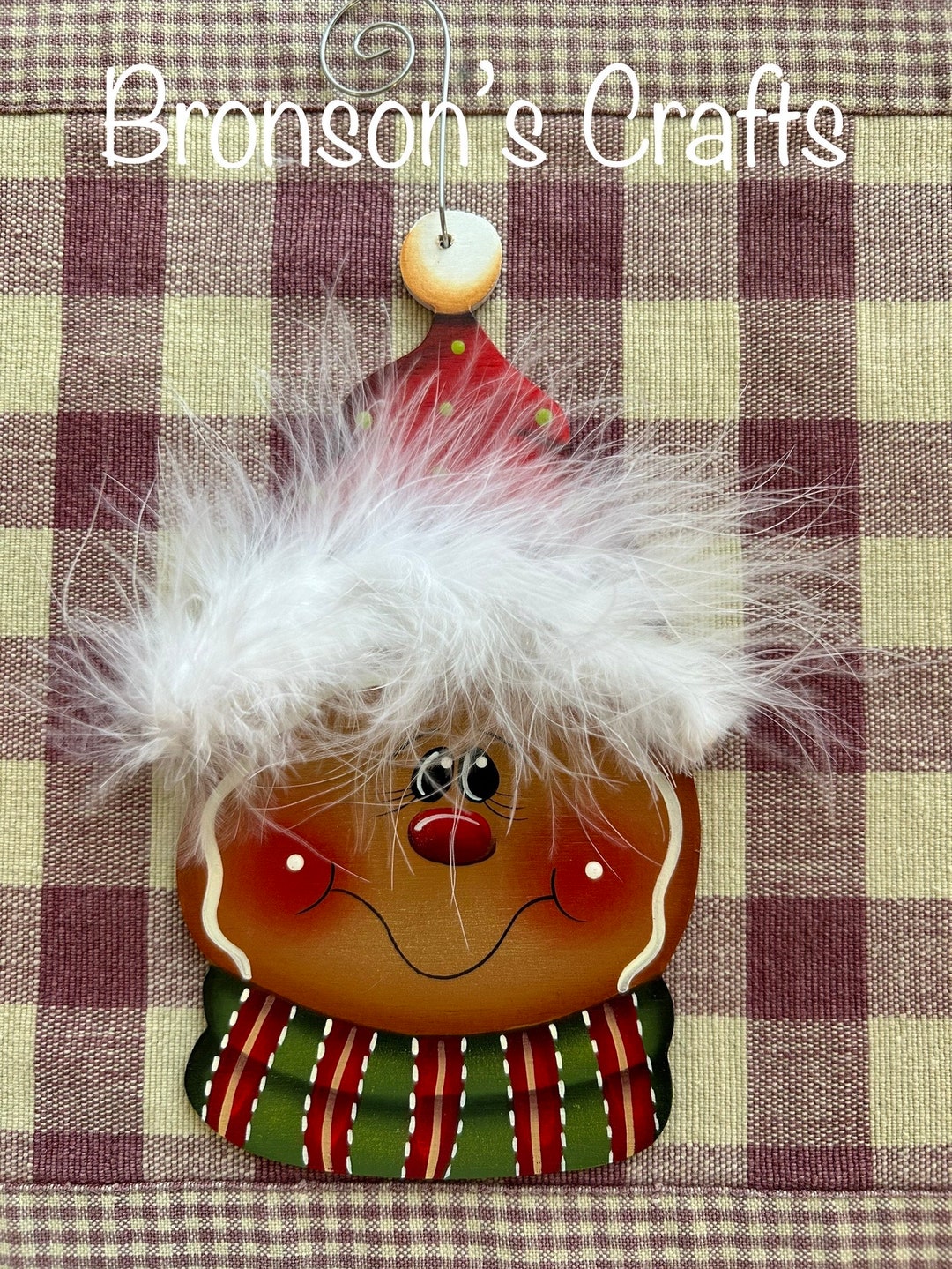 Gingerbread With Fuzzy Hat Hand Painted Wood Christmas Ornament - Etsy