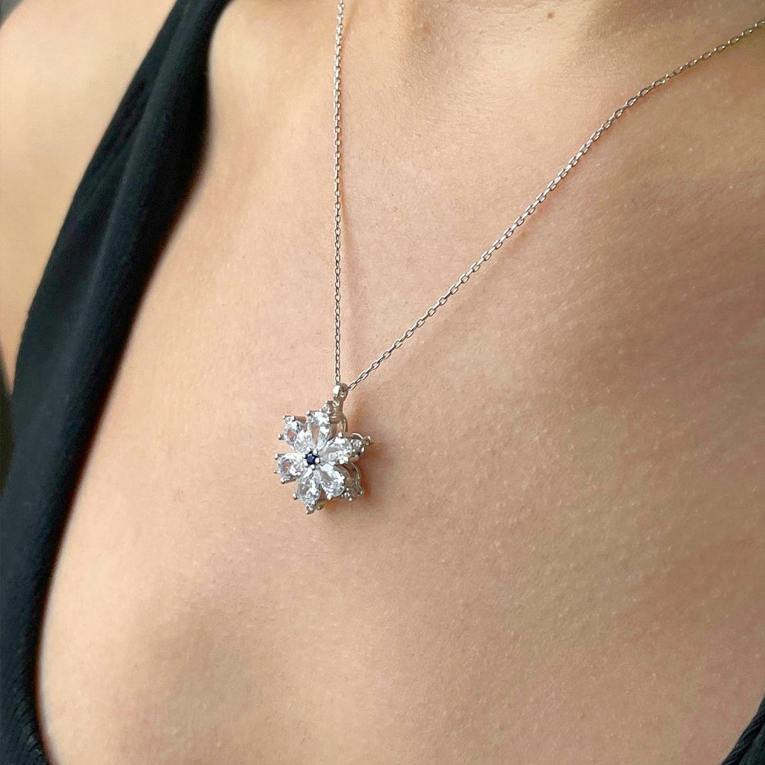 Dainty Spinner Lotus Flower Pendant, Spinner Pendant, Fidget Lotus ...
