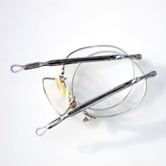 Art Deco Folding Spectacles - White Gold Filled Finis… - Gem