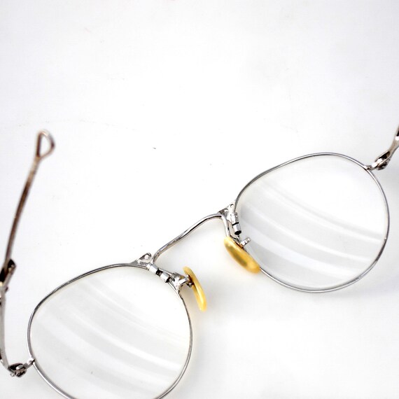 Art Deco Folding Spectacles - White Gold Filled Finis… - Gem